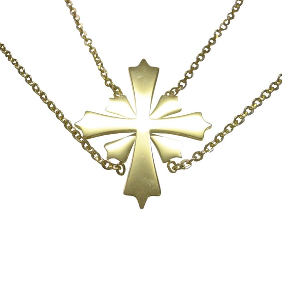Kiola Designs | Jewelry | Gold Toned Double Chain Cross Pendant ...